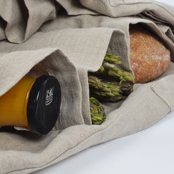 Linen shopping bag „Reuse me“ (With sections) | Linen By Linas