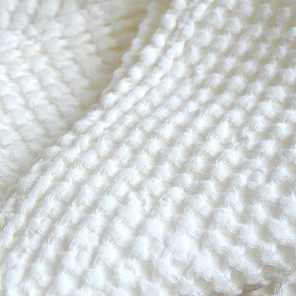 Waffle weave linen fabric in white, 340 g/m² | Linen By Linas